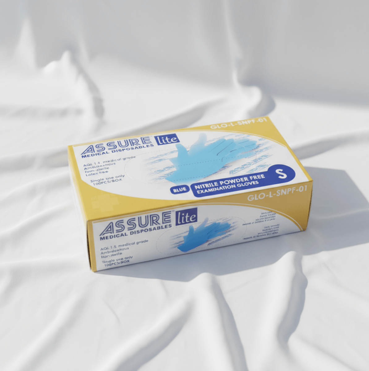 ASSURE Blue Soft Nitrile LITE Powder-Free Gloves (100 Pcs/Box) – Care@Home